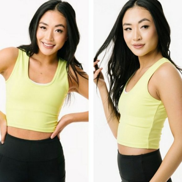 ZYIA | Tops | Zyia Stronger Crop Tank Lime | Poshmark